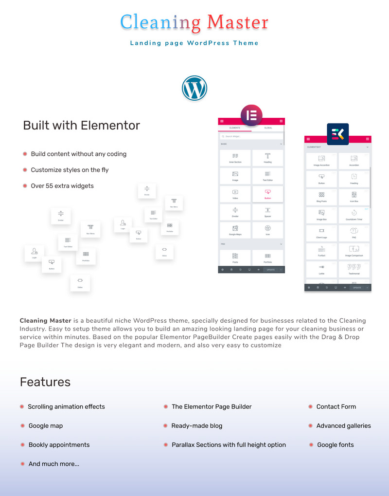 Cleaning Master - Landing page WordPress Theme #152279